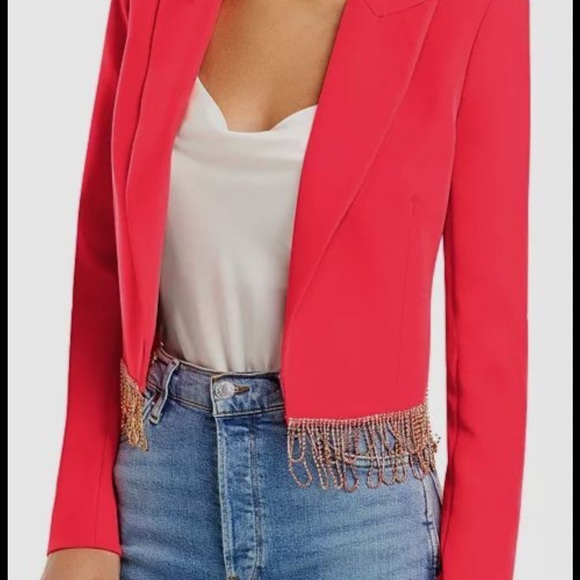 L'AGENCE | Jackets & Coats | Lagence Red Blazer With Fringe Detail ...